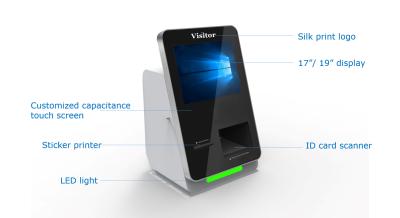 China TCP IP Network Self Service IC Card Reader Kiosk 15 Inch Touchscreen with Webcamera for sale