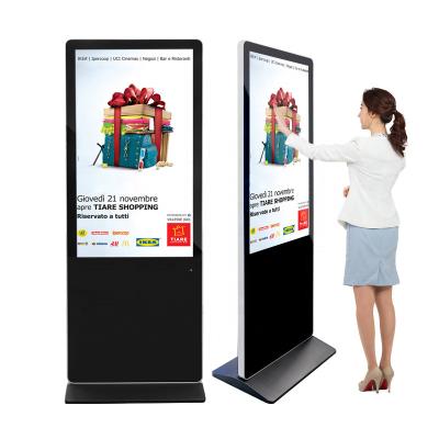 China 55 Inch Floor Stand Android Digital Signage LCD Advertising Touch Screen Totem Kiosk 1920x1080 for sale
