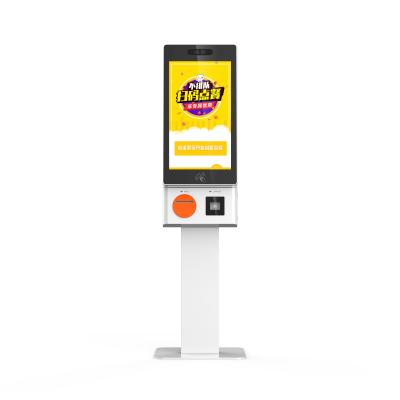 China 21.5 23.8 27 Inch Self Ordering Kiosk With QR Scanner 80mm Thermal Printer For Catering for sale