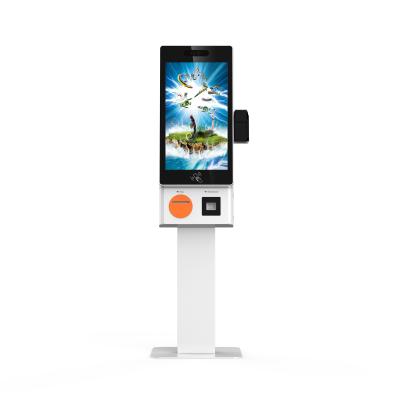 China Touch Screen Floor Stand Self Ordering Kiosk 21.5 Inch Restaurant Food Ordering System for sale