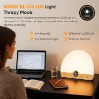 China 10000 Lux Dimmable Light Therapy Lamp with Sunrise Simulation and Sleep Aid Function for sale