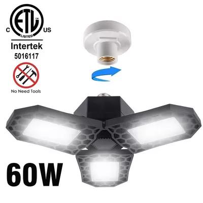 China 60W ETL Certificated LED Garage Light with 120° Adjustable Deformable LED Lamp for Office and Warehouse for sale