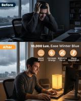 China VALED 10000 Lux Light Therapy Lamp with UV-Free Full Spectrum and 5 Brightness & 3 Color Temperatures for sale