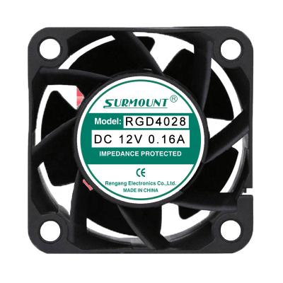 China High Speed Server Axial Fan 12v 40*40*28mm Dual Ball Bearing 4 Wire for sale
