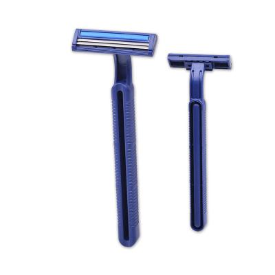 China Twin Stainless Steel Blade Disposable Razor 11.1cm x 4.15cm with Rubber Handle - Chrome, Black, Gold Options for sale
