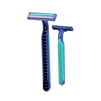China Disposable 2-Blade Shaving Razor with Pivoting Head and Lubricating Strip for sale