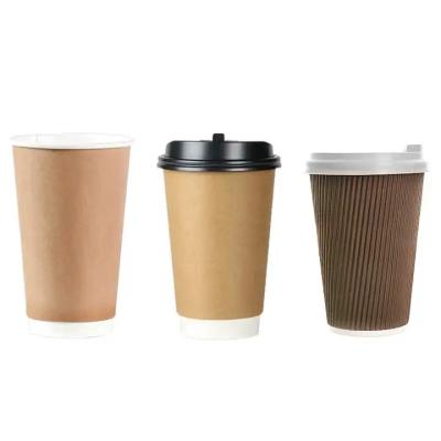 China Disposable PE Foil Stamping Hot Coffee Paper Cup 8oz 10oz 12oz with PS Lid for sale