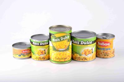 China Fresh Raw Material Canned Sweet Corn Kernels 75g-2840g Tin Packing with 18-36 Month Shelf Life for sale