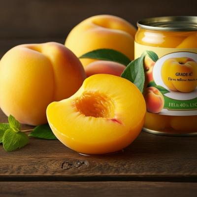 China Grade A GMO Canned Peach Halves in Syrup 820g Shelf Stable Yellow White for sale