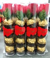 China Compound Chocolate T.4 Rose Cylinder 50g-500g Wafer Coated Crispy Texture 18 Months Shelf Life for sale