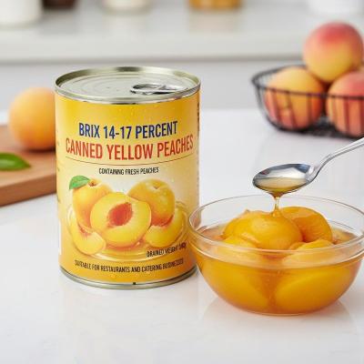 China Canned Yellow Peach Halves 425g Brix 14-17 Percent Drained Weight 240g for Restaurants and Catering for sale