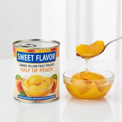 China Sweet Canned Yellow Peach Halves 425g 24 Tins Per Carton for Food Service and Retail for sale