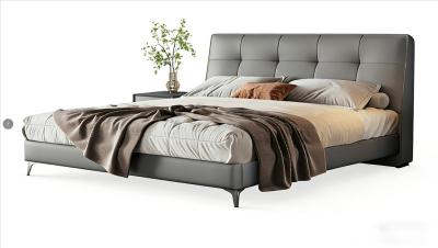 China Wear Resistant Cowhide Leather Bed with Storage Space for sale