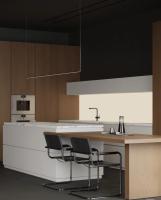 China Two-Tone Wood & White Marble Integrated Kitchen Island With Wooden Bar Counter for sale
