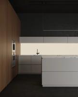 China Two-Tone Wood & White Marble Integrated Kitchen Island With Wooden Bar Counter for sale