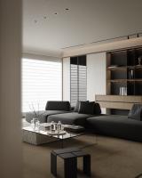 China Modern Italian Minimalist Integrated Living & Dining Room Full Wall Custom Cabinet System, TV Background Wall, Backlit Display Cabinet, Sideboard & Concealed Fluted Door for sale