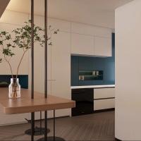China Modern Cream Light Wood Minimalist Integrated Living-Dining-Kitchen Custom Cabinet System, Full Wall Handle-Free Concealed Cabinet, Dining Side Bar, Coffee Water Bar & Integrated Kitchen Cabinet for sale