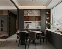China Modern Italian Quiet Luxury Light & Dark Oak Two-Tone Whole House Integrated Custom Cabinet System, Living Room TV Fireplace Wall, Dining Marble Backlit Sideboard, Master & Secondary Bedroom Wardrobe, for sale