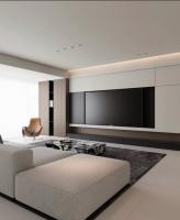 China Italian Minimalist Light Oak & Off-White Living-Dining Custom Cabinet for sale