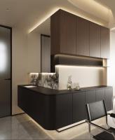 China Italian Minimalist Light & Dark Wood Living-Dining Custom Cabinet for sale