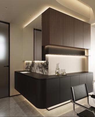 China Italian Minimalist Light & Dark Wood Living-Dining Custom Cabinet for sale