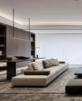 China Italian Minimalist Light & Dark Wood Living-Dining Custom Cabinet for sale