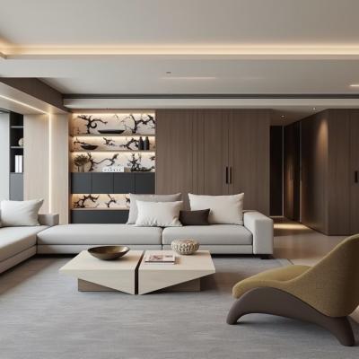 China Italian Minimalist Light Wood & Off-White Whole House Custom Cabinet for sale