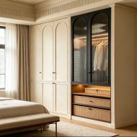 China French Retro Cream & Black Two-Tone Whole House Custom Cabinet for sale