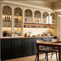 China French Retro Cream & Black Two-Tone Whole House Custom Cabinet for sale