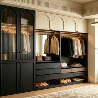 China French Retro Cream & Black Two-Tone Whole House Custom Cabinet for sale