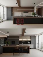 China Italian Dark Wood Marble Living-Dining Custom Cabinet for sale