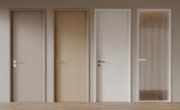 China Minimalist Narrow Frame Zero-Paint Veneer Interior Door Series (Solid & Fluted Glass Options) for sale