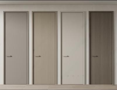 China Minimalist Ultra-Narrow Hidden Frame Zero-Paint Veneer Flush Interior Door for sale