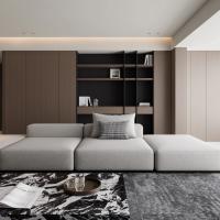 China Modern Minimalist Two-Tone Wood Handleless Whole Wall Custom Cabinet Wardrobe / Vanity Desk / TV Display Cabinet / Sideboard / Bed Background Panel for sale
