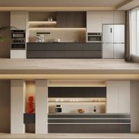 China Modern Minimalist Two‑Tone Built‑In Complete Kitchen Cabinet for sale