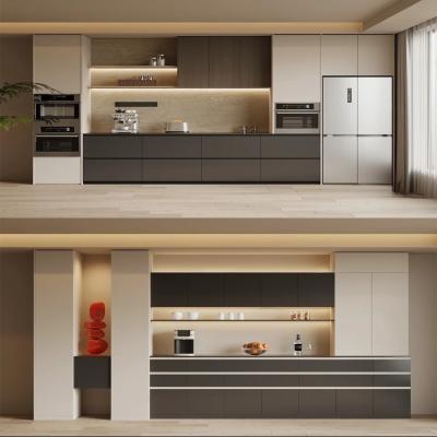 China Modern Minimalist Two‑Tone Built‑In Complete Kitchen Cabinet for sale