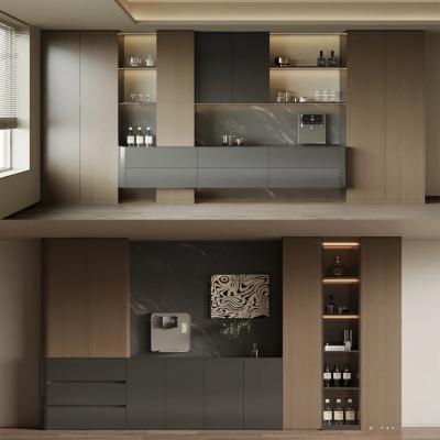 China Modern Light‑Luxury Wood‑Tone Sideboard & Wine Cabinet for sale