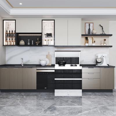 China Italian Dark Wood Marble Living-Dining Custom Cabinet for sale