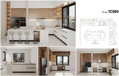 China Customizable Water Resistant Eco-Friendly Kitchen Cabinet with Island for Residential Projects for sale