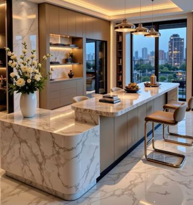China Modern Built‑in Kitchen Cupboards | PET & Plywood Custom Cabinet for Apartment Villa for sale