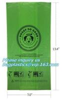 China Disposable PE gloves Dog poop picker bags plastic cleaning gloves, bags on roll with dispenser and leash clip for sale