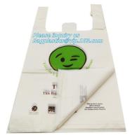 China Biodegradable Plastic T Shirt Food Bag Compostable Vest Carrier Shopping Bag, compost home ASTM D6400 biodegradable tran for sale