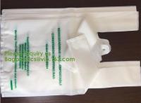 China BIODEGRADABLE PVA PLASTIC WATER SOLUBLE VEST HANDLES BAG, COMPOSTALE PLA+PBAT CORN STARCH POTATOES STARCH ECO FIRNEDLY for sale