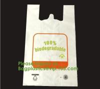 China BIODEGRADABLE PVA PLASTIC WATER SOLUBLE VEST HANDLES BAG, COMPOSTALE PLA+PBAT CORN STARCH POTATOES STARCH ECO FIRNEDLY for sale