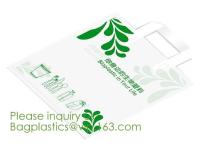 China 100% Compostable Shopper, Biodegradable handle handy Carrier Eco Bio starch plant Biodegradable T-Shirt Bags With Logo for sale