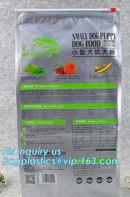 China custom logo 5~20kg box bottom plastic pouch aluminum foil flat bottom slider zipper bag for dog food cat food, slider zi for sale