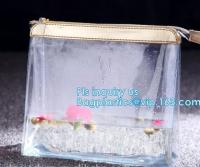 China cosmetic clear messenger bag bikini bag, slider closure transparent PVC packing bag, slider zipper bag for travel access for sale