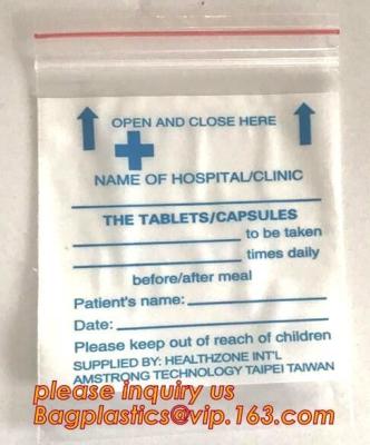 China Custom printed LDPE medical Zip lockkk pills medicine zipper resealable small plastic bag, medical grade clear plastic zipp for sale