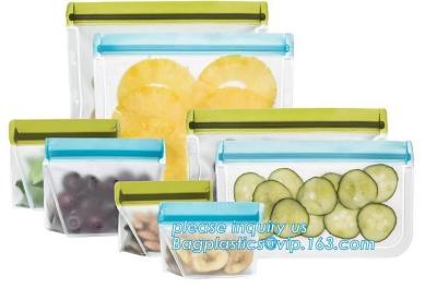 China Food Grade Leakproof Fresh Large Zipper Freezer Reusable Silicone Food Preservation Storage Bags With bagplastic for sale