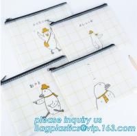 China stationery high quality colorful durable zipper document bag a4 clear plastic pvc stationery file bag with handle pack for sale
